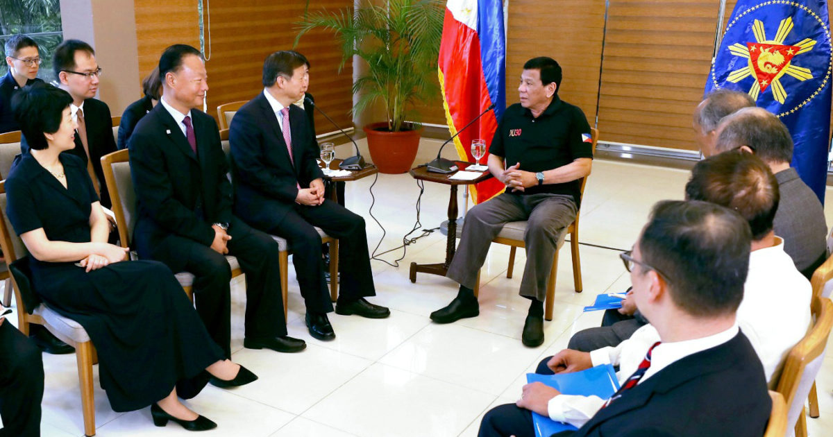 President Rodrigo Duterte welcomes Chinese Minister Song Tao